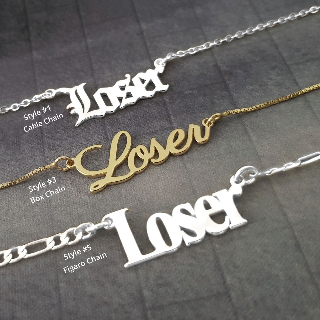 Loser Necklace, Loser Name Necklace, Failure Necklace, Self Deprecating ...