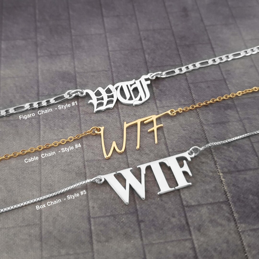 WTF Necklace, WTF Name Necklace, What the Fuck Necklace, WTF Jewelry ...
