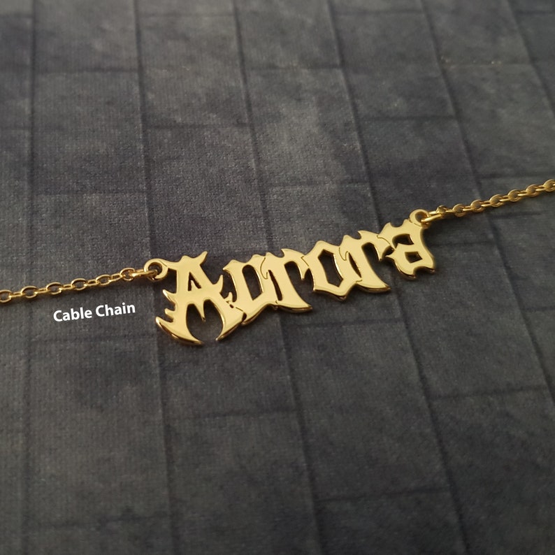 Gothic Nameplate Necklace Customized Old English Name Plate - Etsy