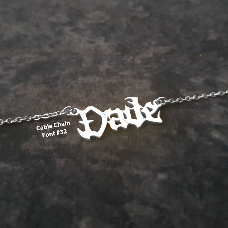 Gothic Nameplate Necklace Customized Old English Name Plate - Etsy