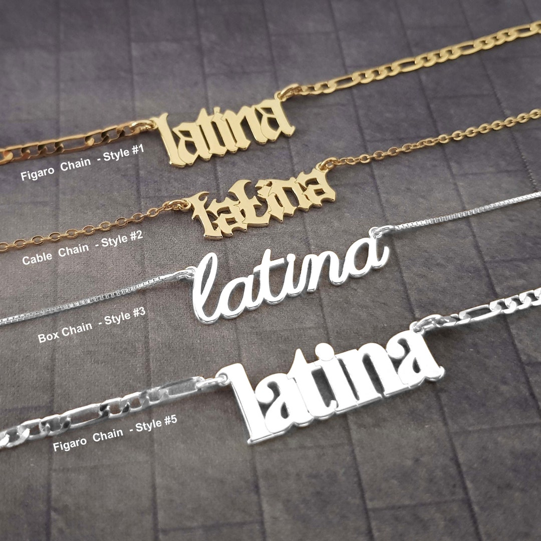 Latina Necklace, Latina Nameplate Necklace, Latina Old English Necklace ...