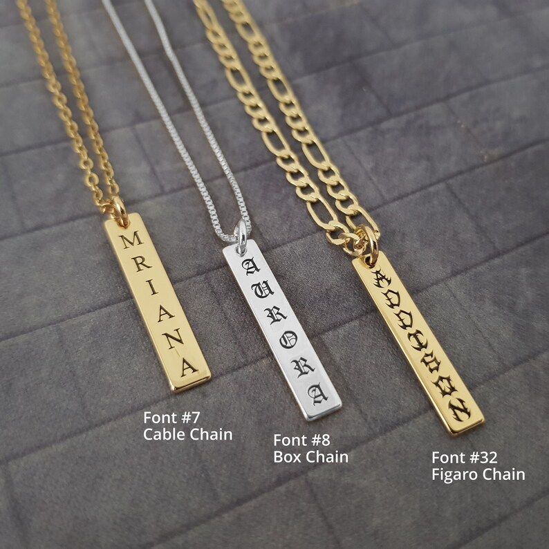Bar Name Necklace Name Tag Necklace Bar Necklace for Women - Etsy
