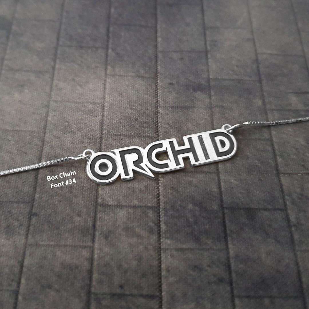 Dainty Gothic Name Necklace, Unique Name Plate, Gothic Name Necklace ...