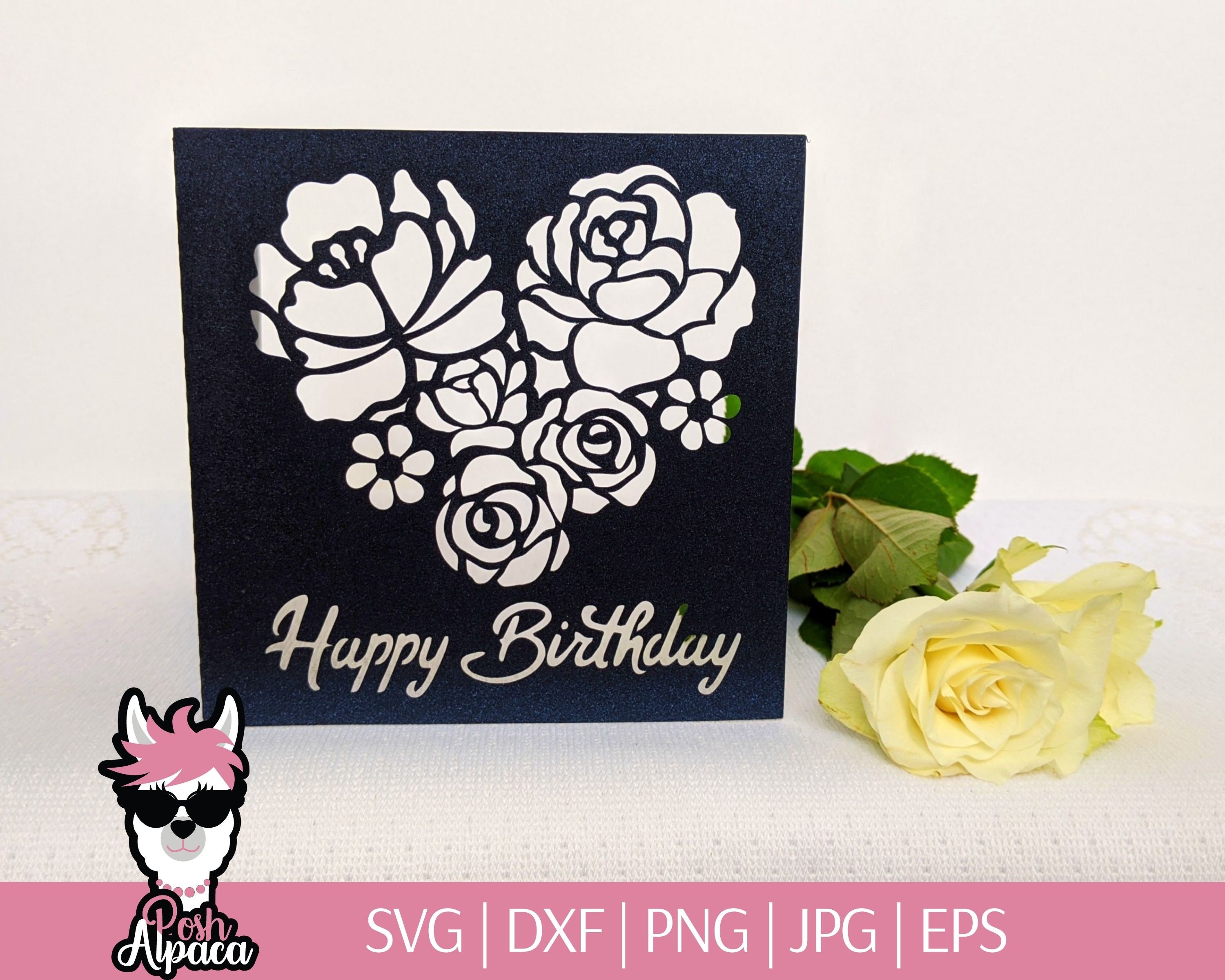 Happy Birthday Card Svg Files for Cricut Floral Heart Svg - Etsy Canada