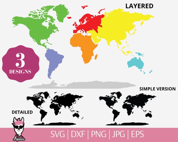 World Map Svg File Layered Map Svg File for Cricut - Etsy New Zealand
