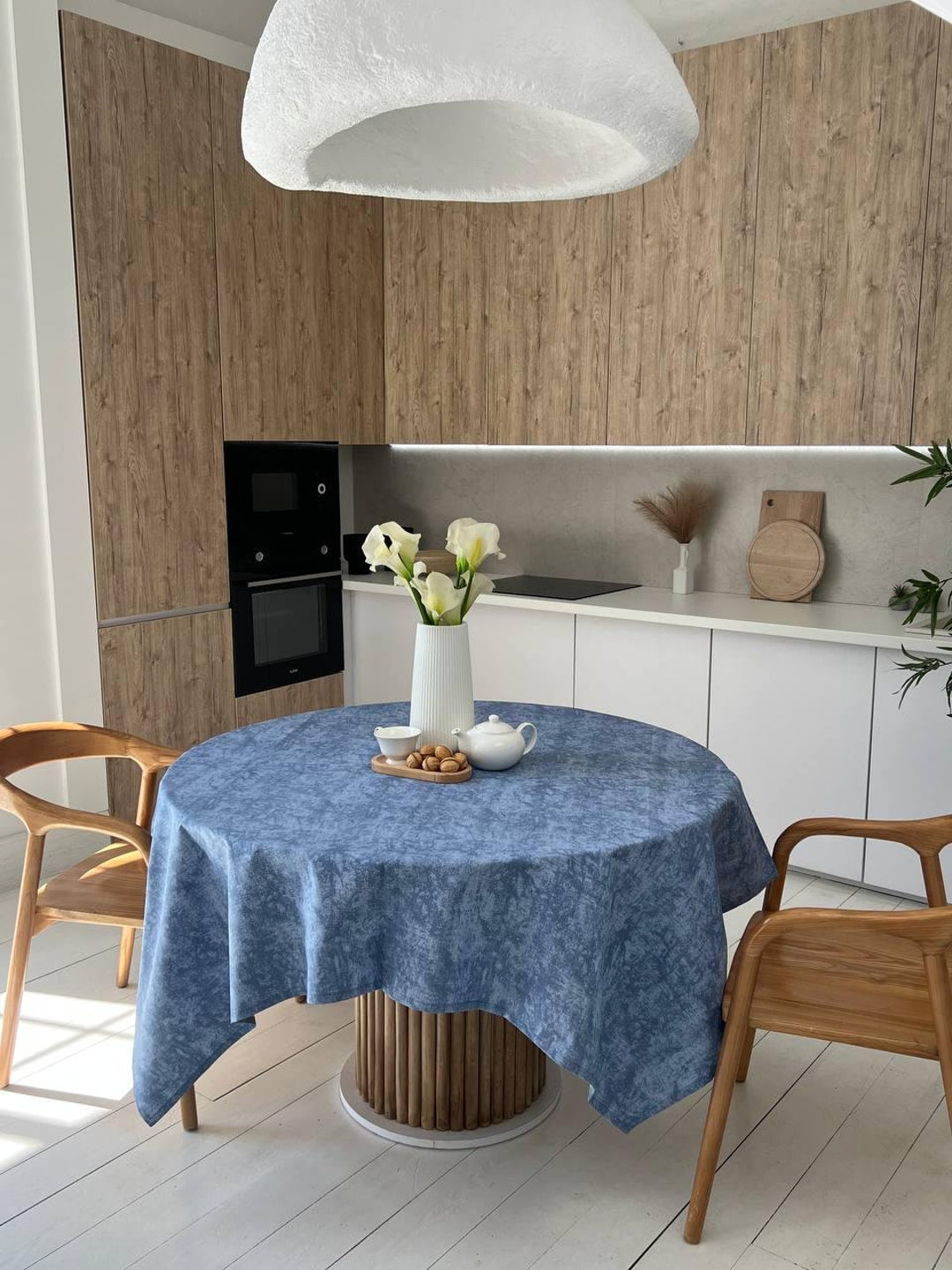 Jeans Blue Marble Waterproof Tablecloth Custom Sizes, Stain Resistant ...