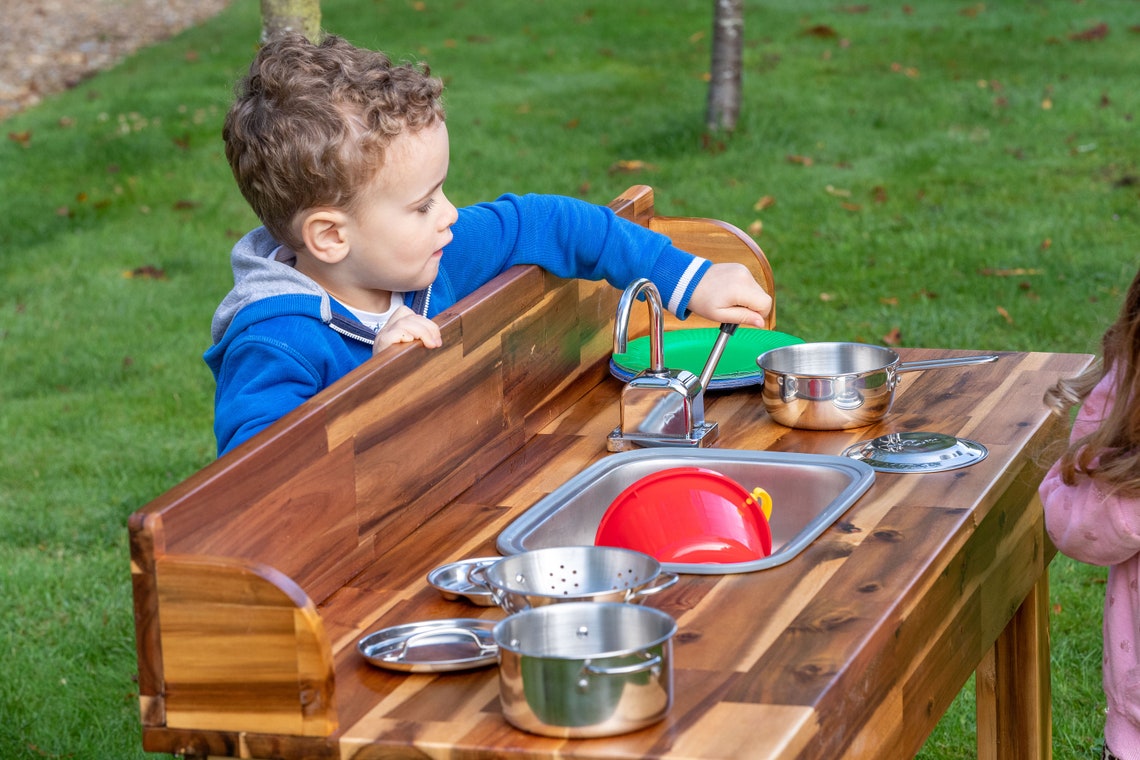 Craftplay Acacia Wood Mud Table With Pump for Children - Etsy UK