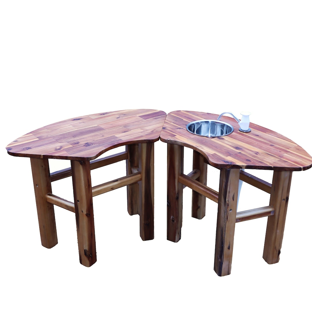 Messy Play Tables Curved Shaped Acacia Wood Perfect Height for Kids ...