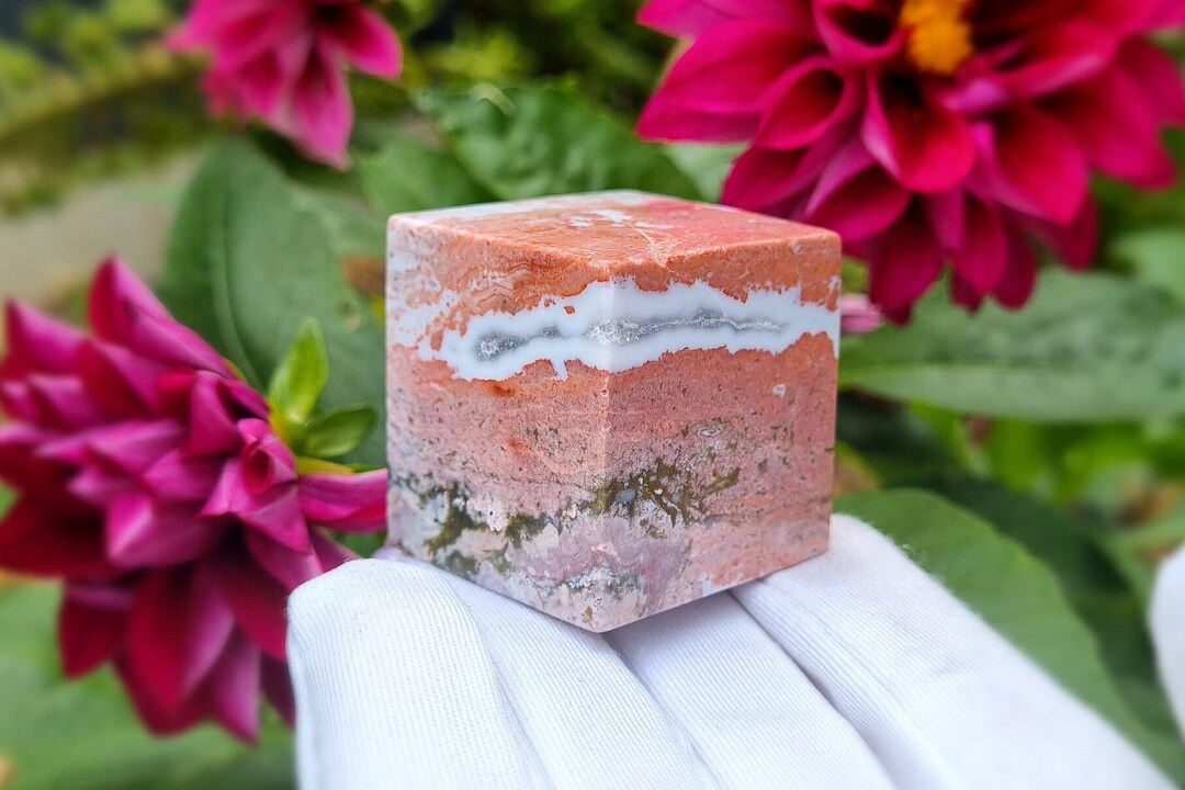 Unique Pink Blue Ocean Jasper Cube Crystal Carving With Clear Quartz - Etsy