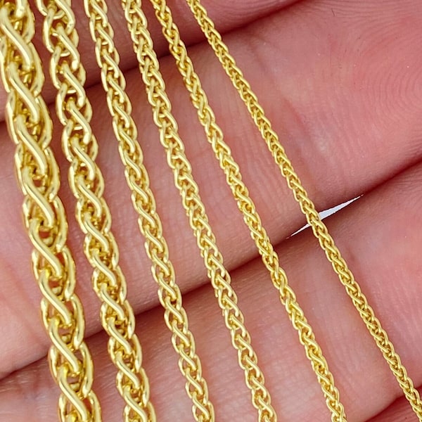 14k Gold Wheat Chain - Etsy