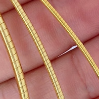 14K Solid Yellow Gold Round Omega Chain Necklace (1mm or 1.5mm Thick ...