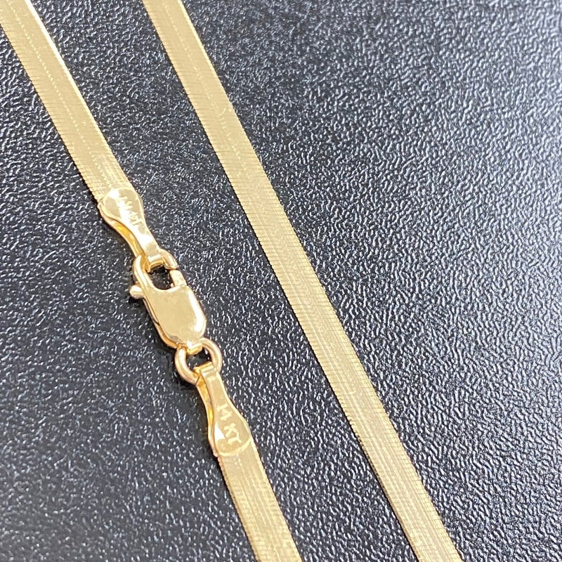 3mm Herringbone Solid 14k - Etsy