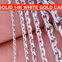14k White Gold Chain 2.3mm, White Gold Rolo Link Chain, Solid 14k Gold ...