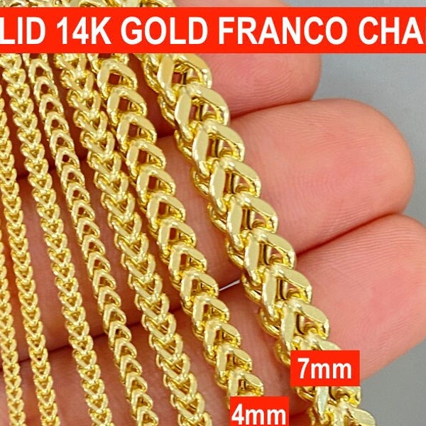 18K Solid Gold Franco Chain Necklace, Real 18K Gold Franco Chain ...
