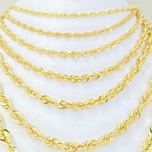 Solid 14K Gold Rope Chain, 14K Solid Gold Rope Necklace, Genuine Gold ...