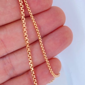 Solid 14K Rose Gold Box Chain Necklace, ROSE GOLD Layering Box Chain ...