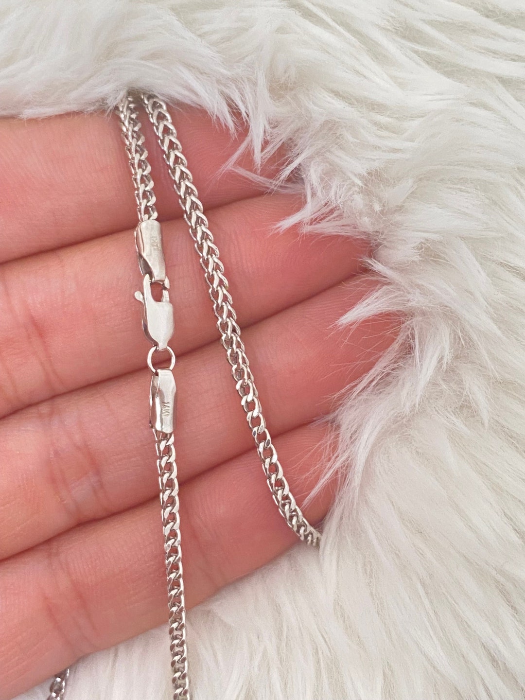 Solid 14K White Gold Franco Box Chain 3mm Necklace and Bracelet, Man ...