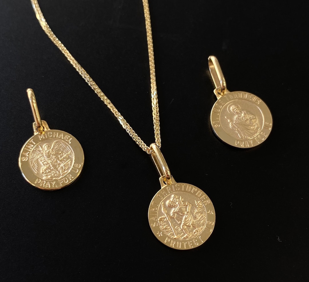 Solid 14K Gold Saint Medallions, ITALIAN, High Quality 14K St. Michael ...