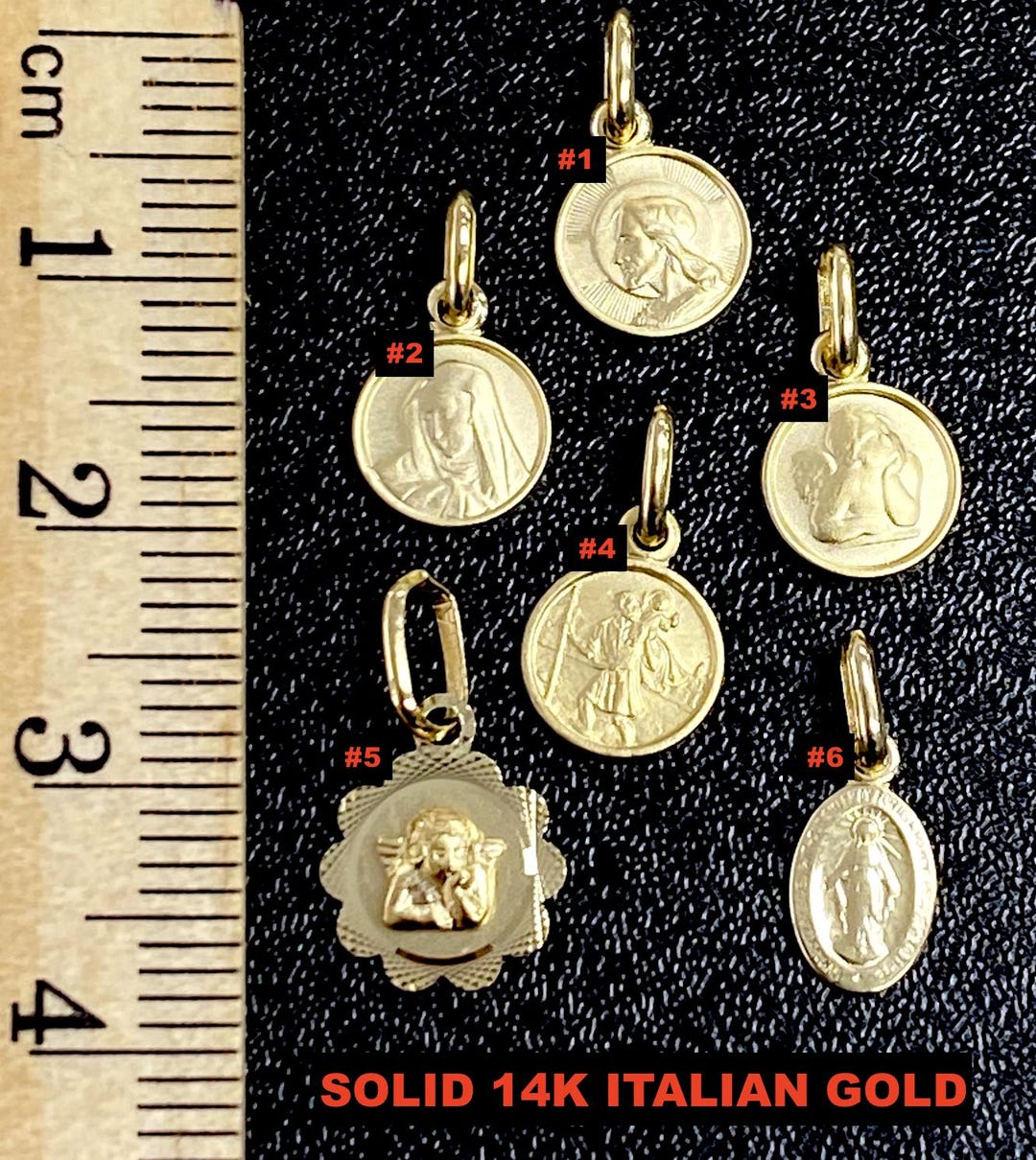 Solid 14K Gold Saint Angel Jesus Tiny Medallions, ITALIAN, High Quality ...