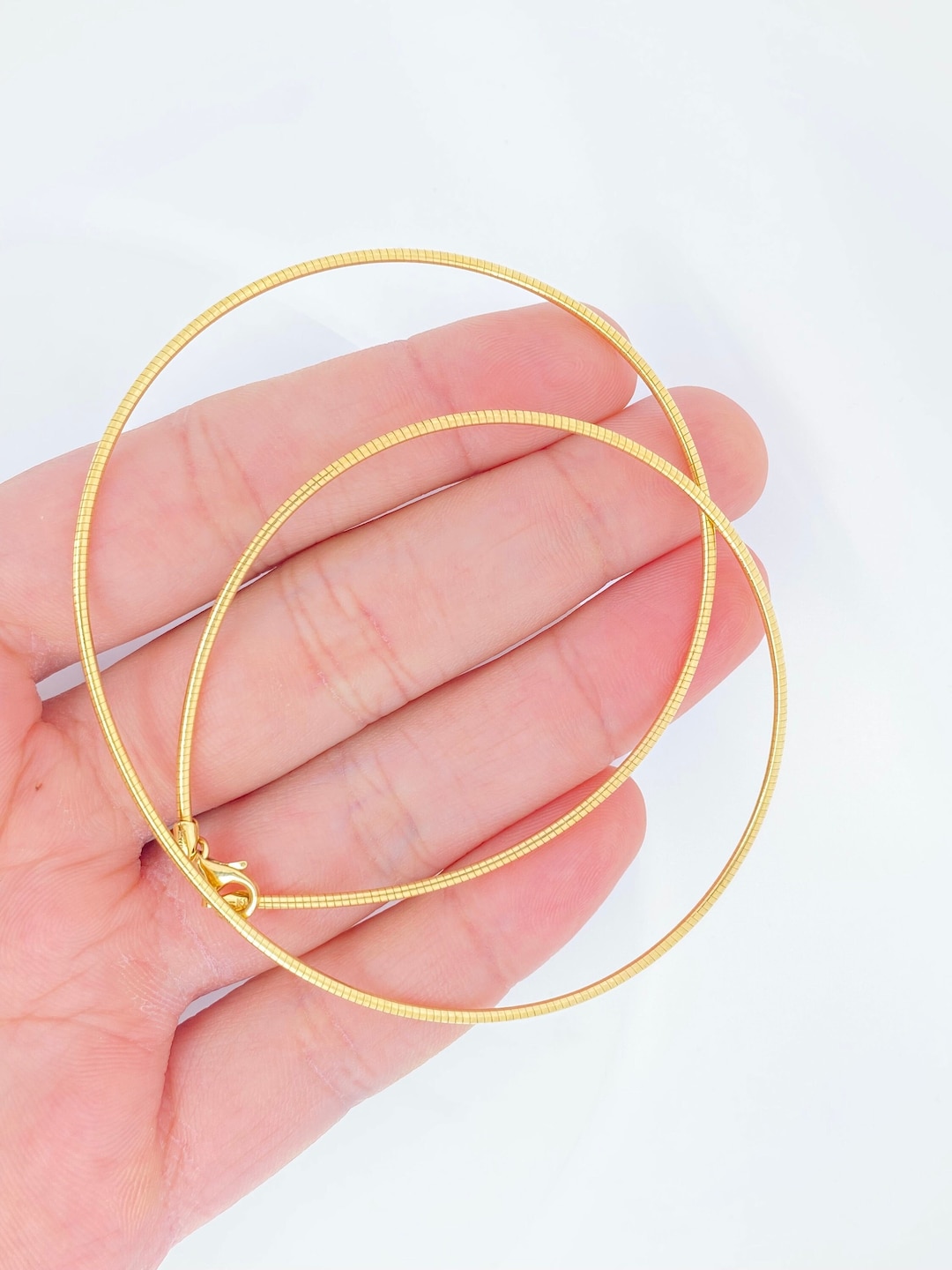 Solid 14K Gold OMEGA Chain Necklace, Solid 14KT ITALY Omega Chain, 1 ...