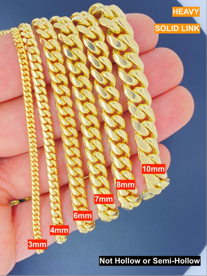 Solid 14K Gold Heavy Miami Cuban, Mens Gold Cuban Chain, Solid Tight ...