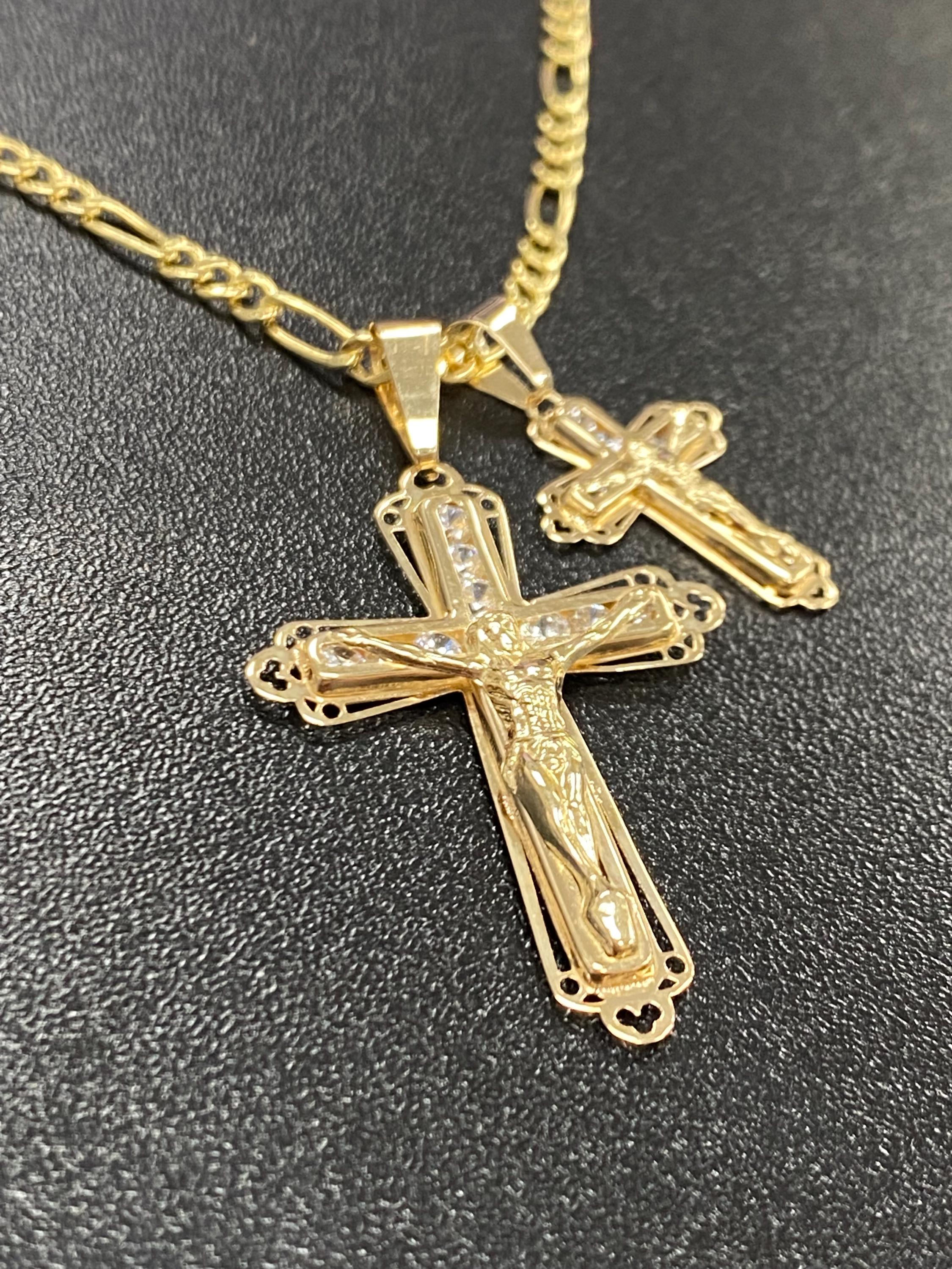 Solid 14K Gold Cross Necklace, Gold Cross Pendant, Real Gold Cross ...
