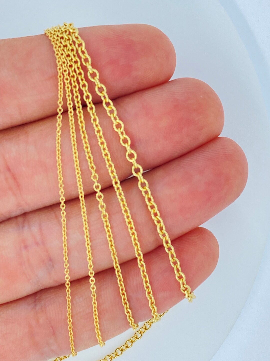 Solid 18K Plain Rolo Chain, Strong Rolo Chain, Ladies Gold Rolo, 1mm 1 ...