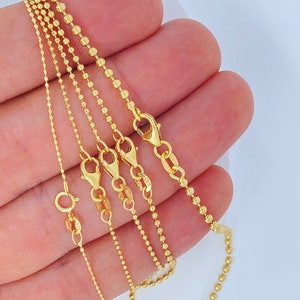 Solid 18K Ball Chain Necklace, Ladies ITALY Ball Chain Necklace, 1mm 1 ...