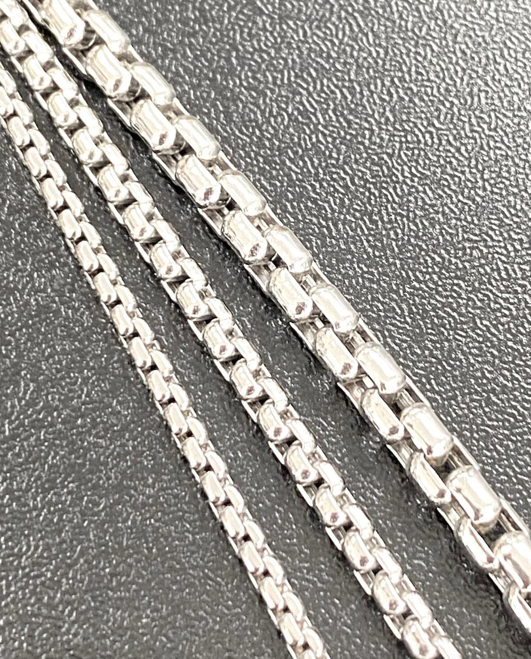 Solid 14K White Gold Box Chain Necklace, 14k White GOLD Layering Box ...
