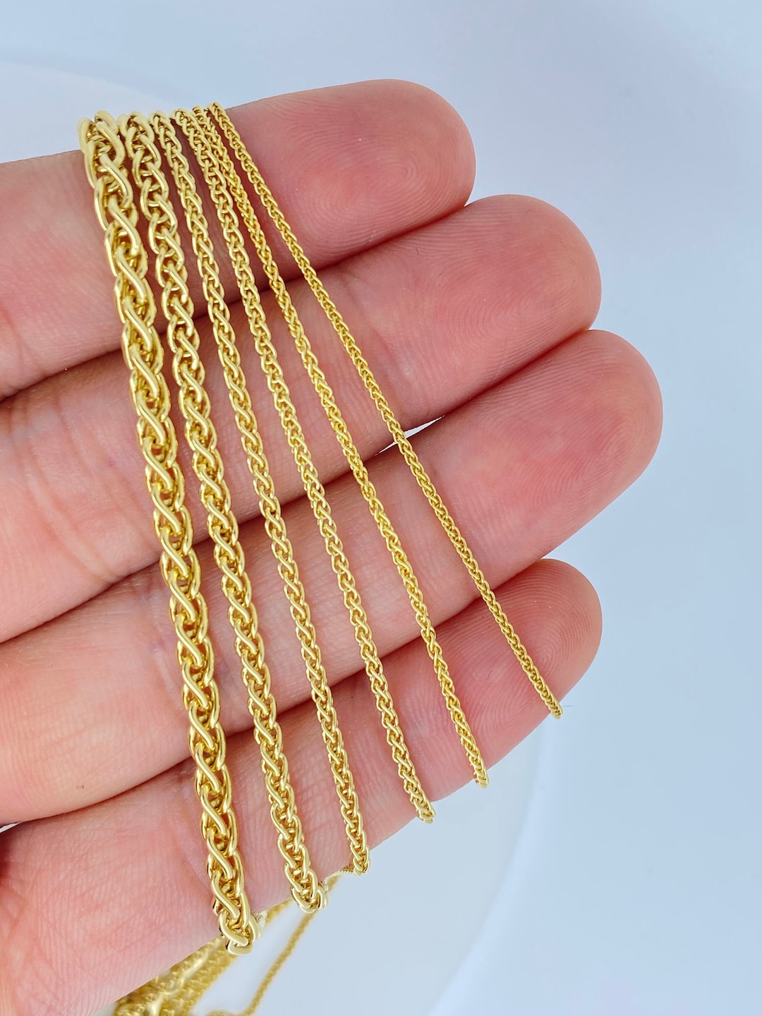 Solid 14K Heavy Solid Link Wheat Chain, ITALY 14K Solid Link Wheat Chain, Men’s and Women’s ...