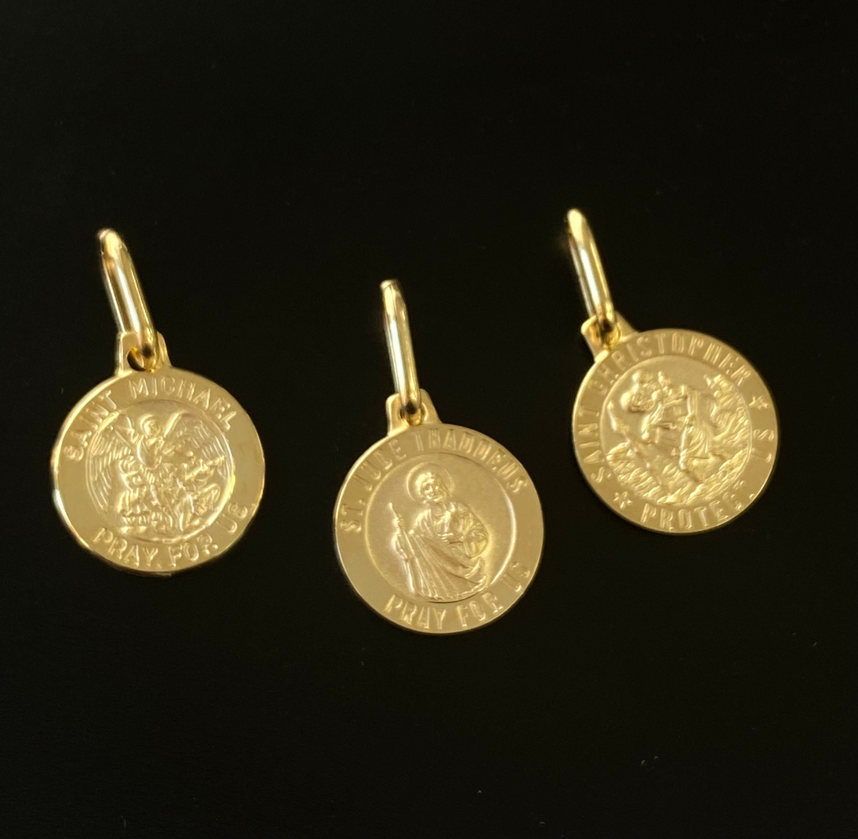 Solid 14K Gold Saint Medallions, ITALIAN, High Quality 14K St. Michael ...