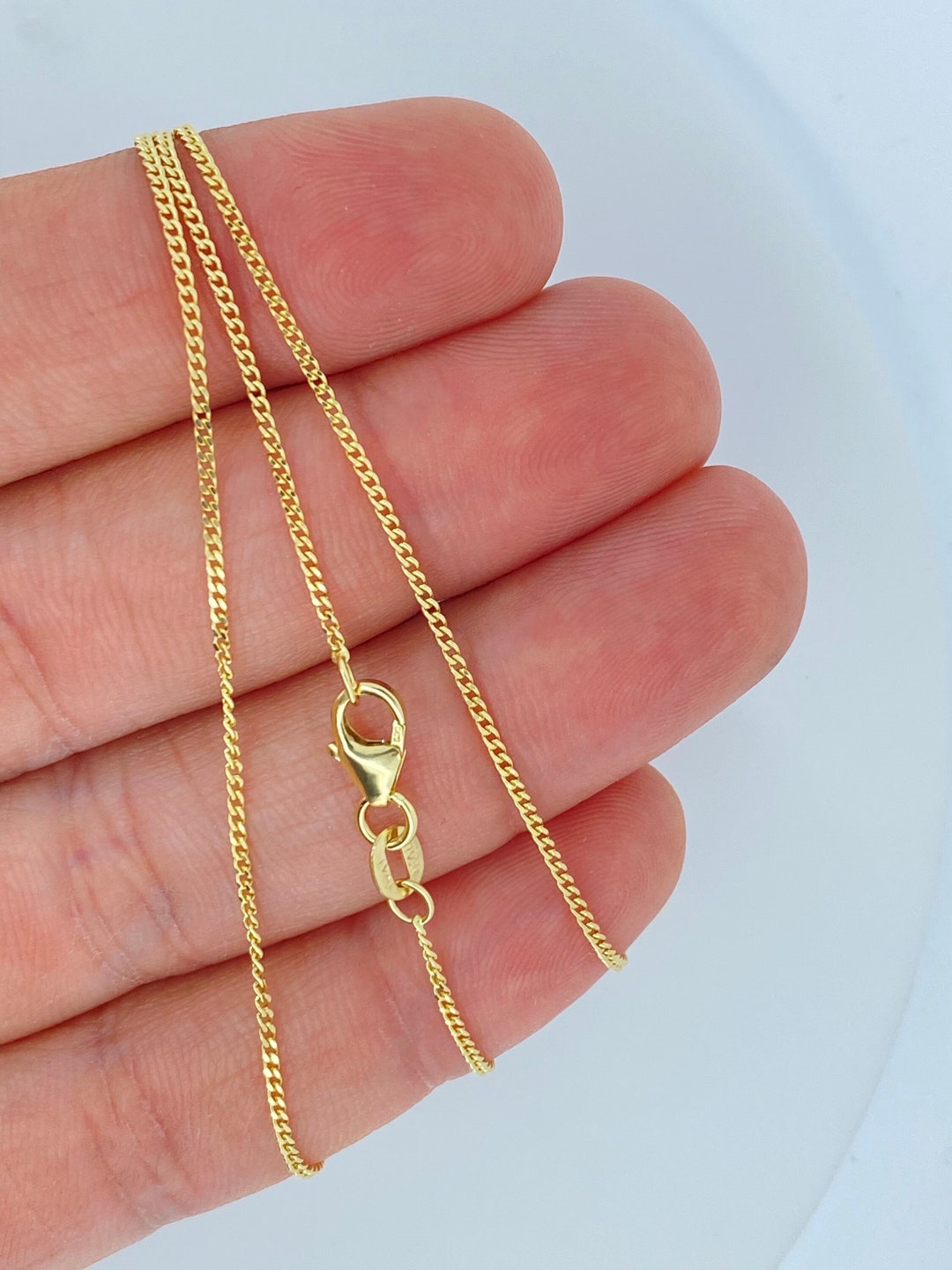 Solid 14K Baby Curb Chain ITALY, 1.25mm, Ladies Gold Chain, Ladies ...