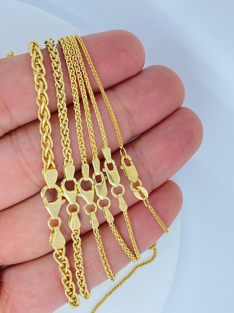 Solid 14K Heavy Solid Link Wheat Chain, ITALY 14K Solid Link Wheat ...