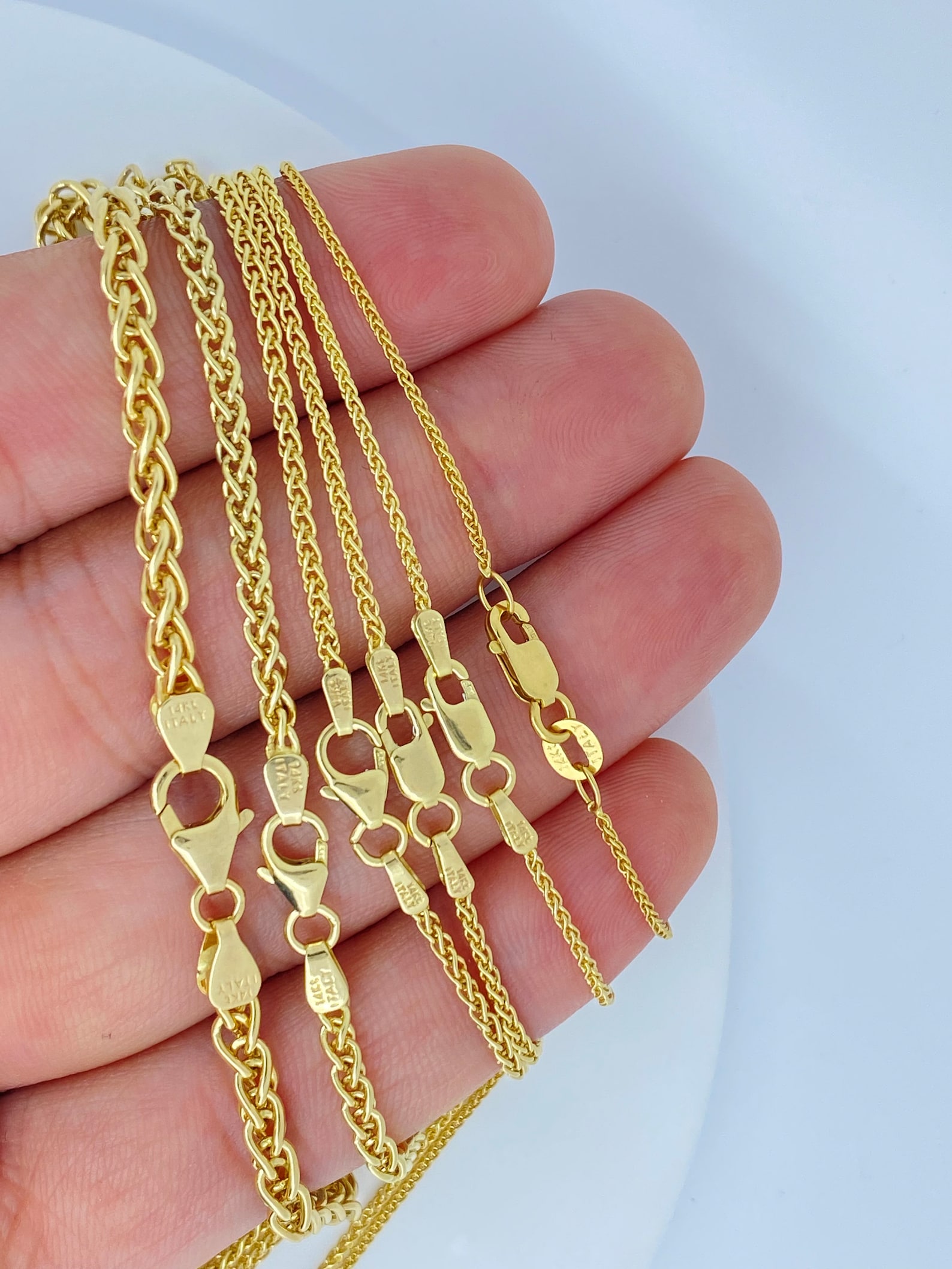 Solid 14K Heavy Solid Link Wheat Chain, ITALY 14K Solid Link Wheat ...