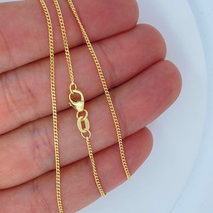 Solid 14K Baby Curb Chain ITALY, 1.25mm, Ladies Gold Chain, Ladies ...