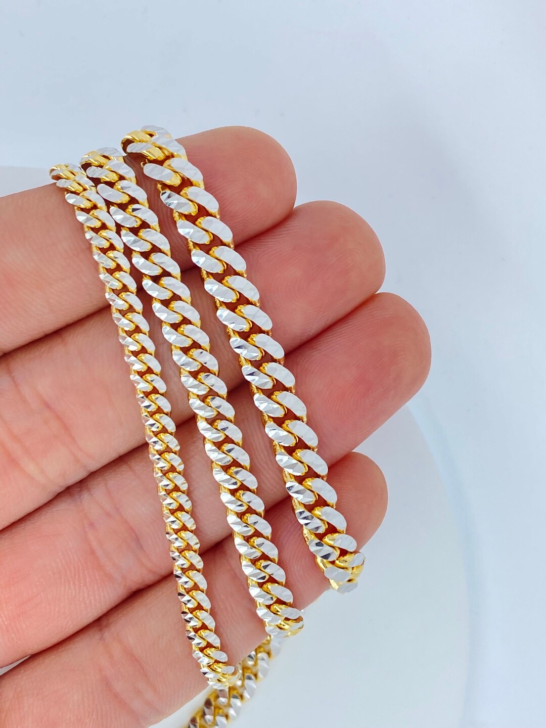 Solid 14K Gold Miami Cuban 4mm 5mm 6mm Heavy Solid Prism Diamond Cut ...