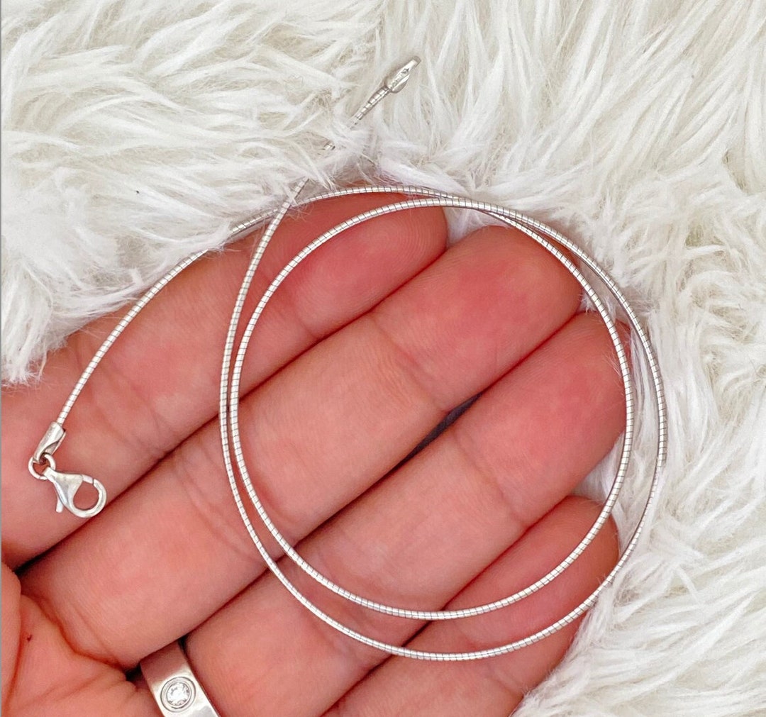 Solid 14K White Gold OMEGA Snake Chain, ITALY Made Stamped, Delicate 1 ...