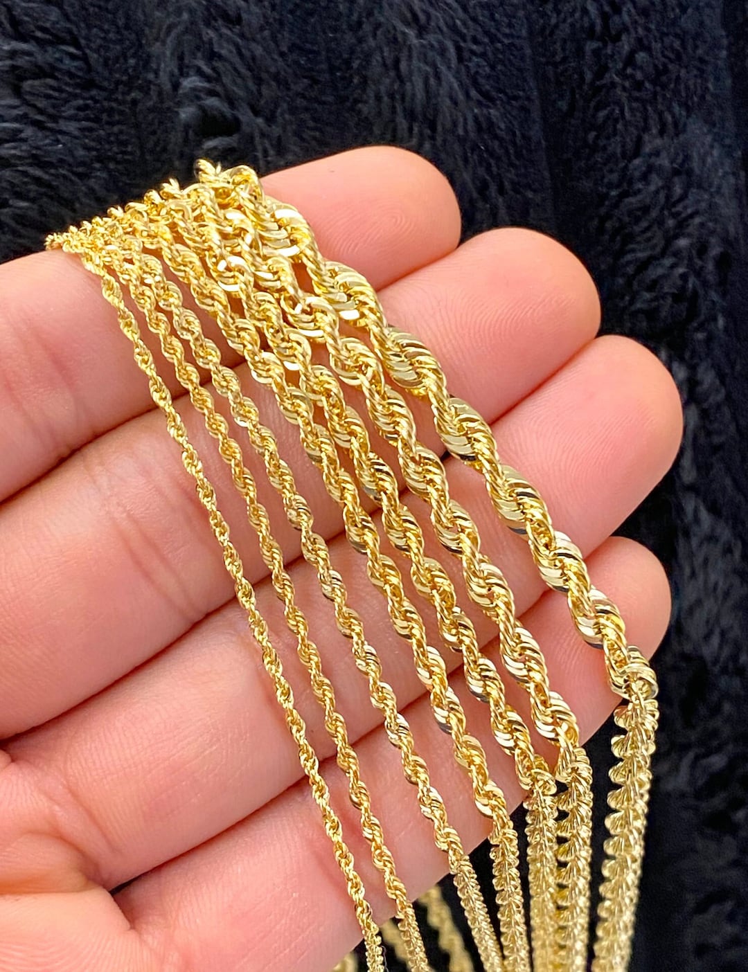 Solid 14K Gold Rope Chain, 14K Solid Gold Rope Necklace, Genuine Gold ...