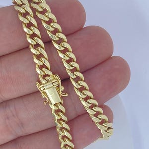 Solid 14K Gold Miami Cuban Chain Necklace, Solid Shiny 14KT Gold Miami ...