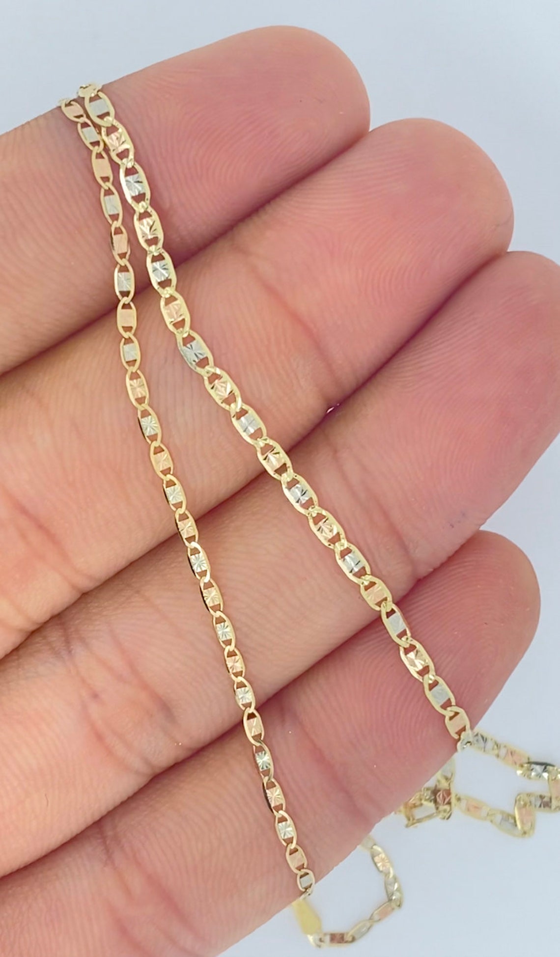 Solid 14K Gold Shiny Valentino Chain 1.5mm 2mm Durable Strong - Etsy ...