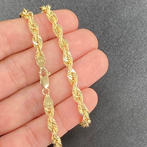 Solid 14K Gold Rope Chain, 14K Solid Gold Rope Necklace, 2mm 3mm 4mm ...