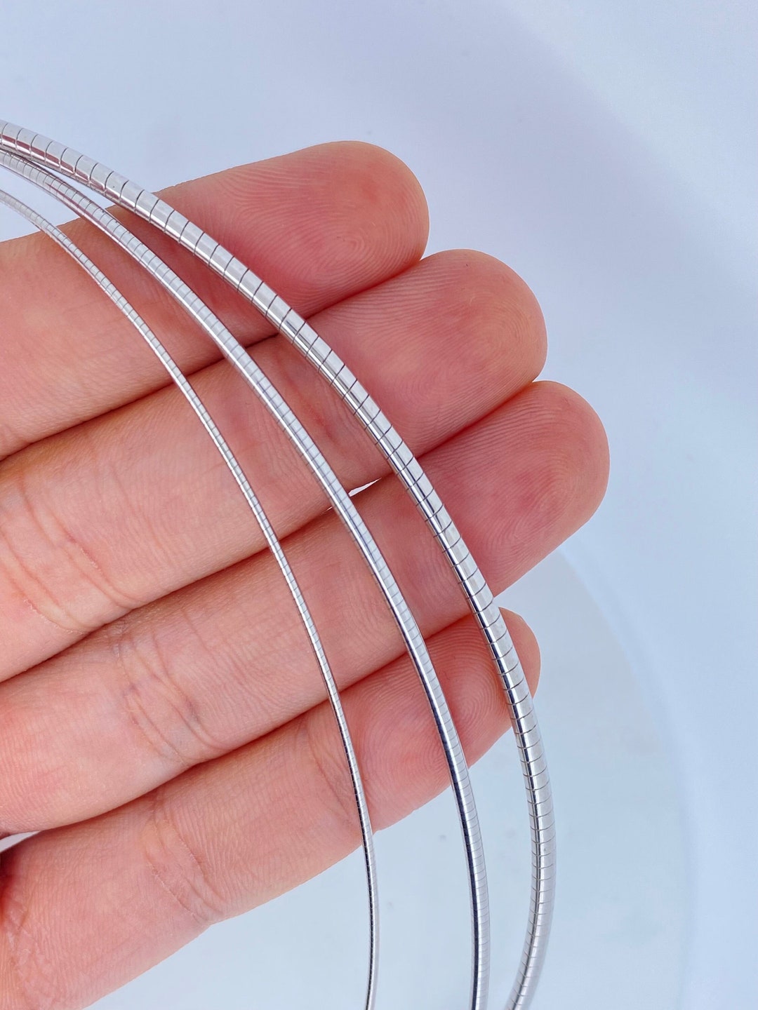 Solid 14K White Gold OMEGA Chain, ITALY Made Stamped, 1.25mm 2mm 2.5mm ...