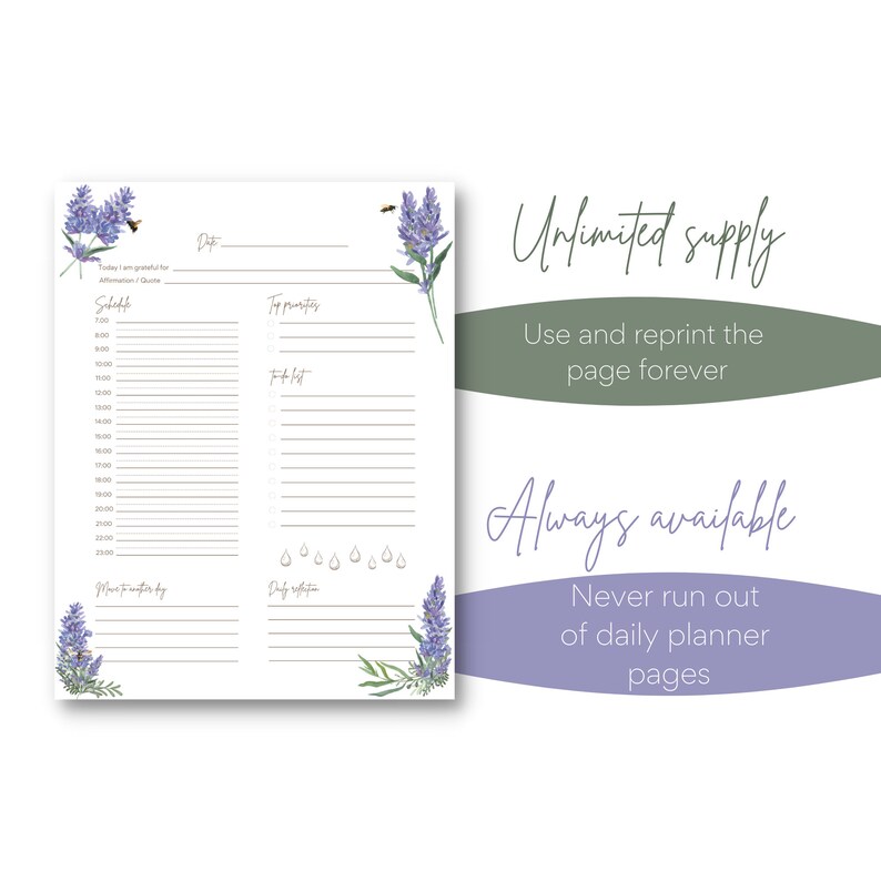 Daily Printable Undated Planner Template Page Illustrated With | Etsy