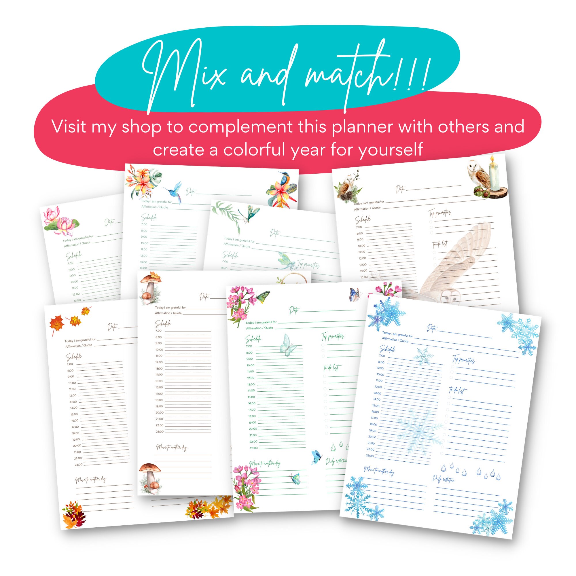 Daily Printable Undated Planner Template Page Illustrated With Autumn ...