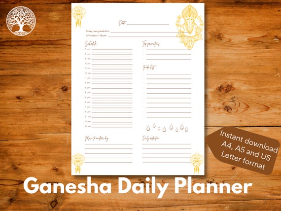 Daily Printable Undated Planner Template Page Illustrated With | Etsy