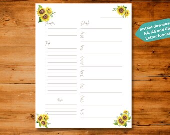Daily Printable Undated Planner Template Page Illustrated With - Etsy