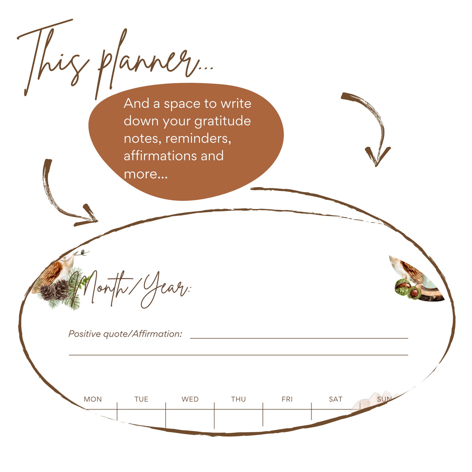 Monthly Printable Undated Planner Template Page Illustrated With Owls ...