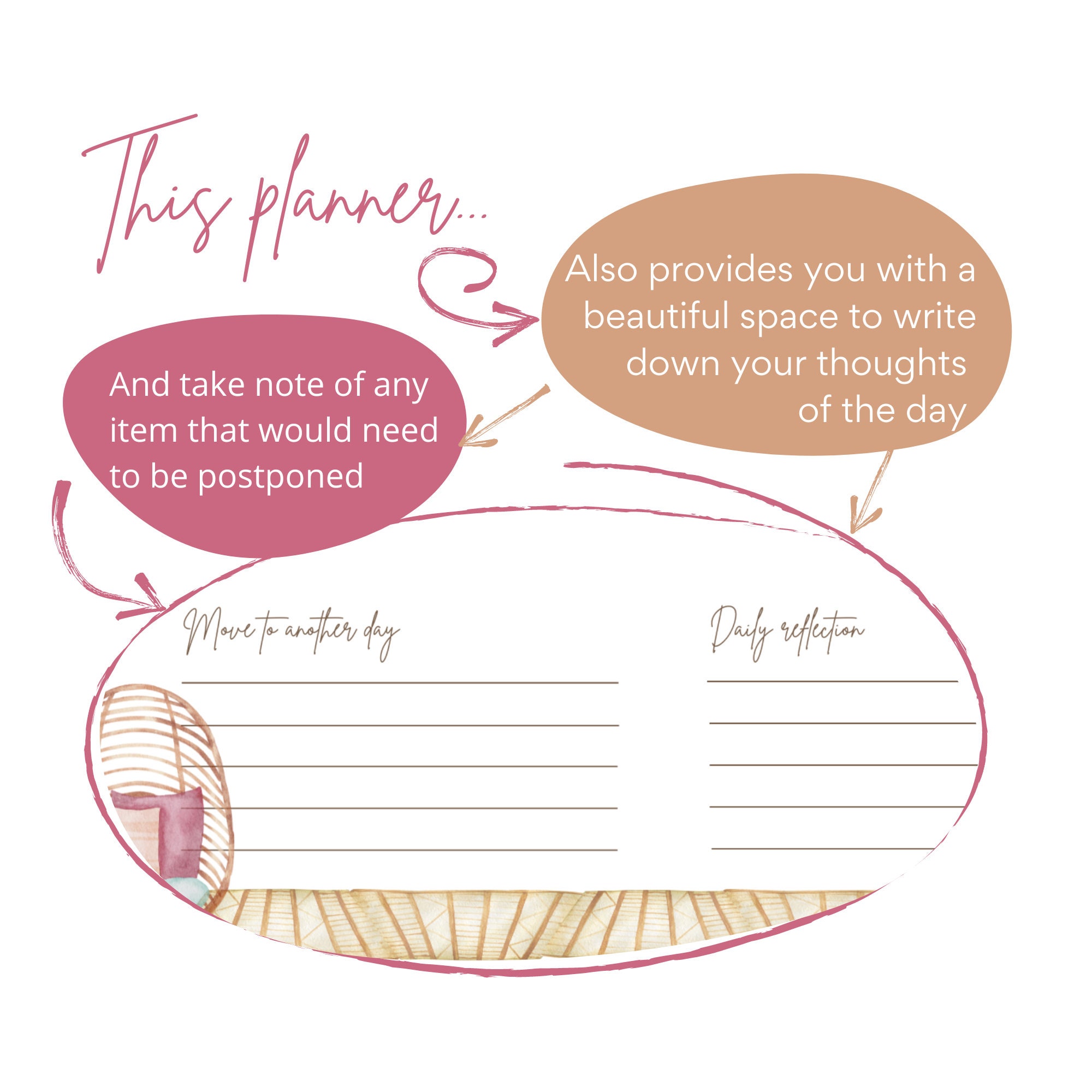 Daily Printable Undated Planner Template Page Illustrated With Beach ...