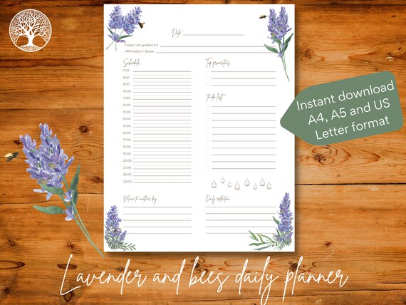 Daily Printable Undated Planner Template Page Illustrated With | Etsy