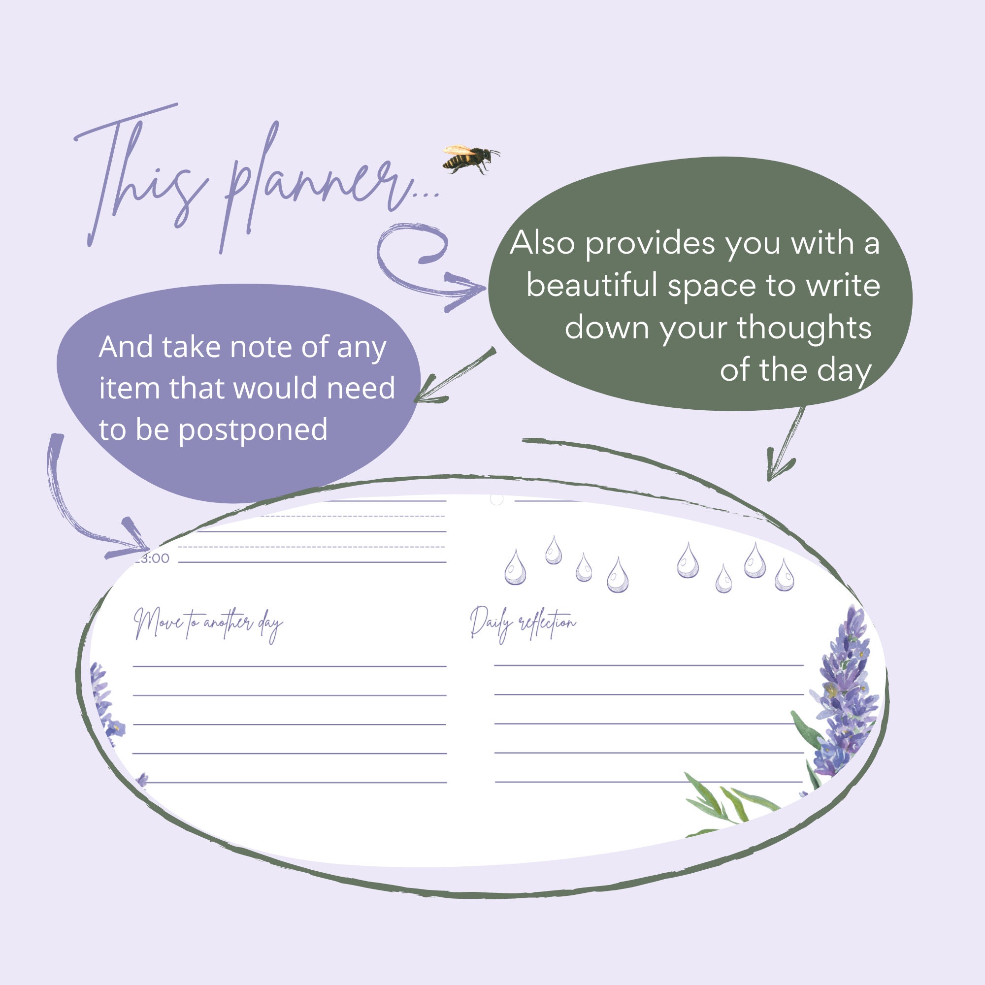 Daily Printable Undated Planner Template Page Illustrated With Lavender ...